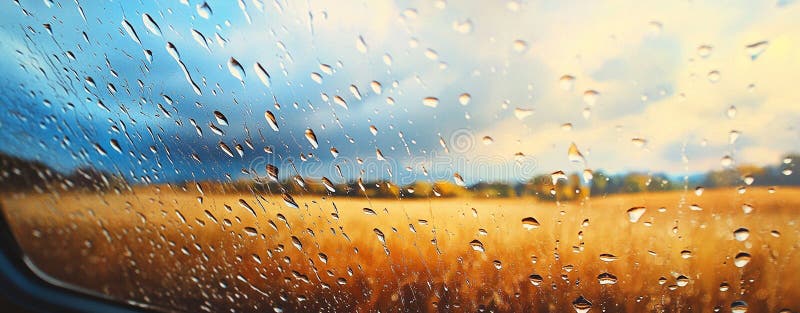 Raindrops on the Car Window, Road in the Fields, Drawing Sketch Hyper ...