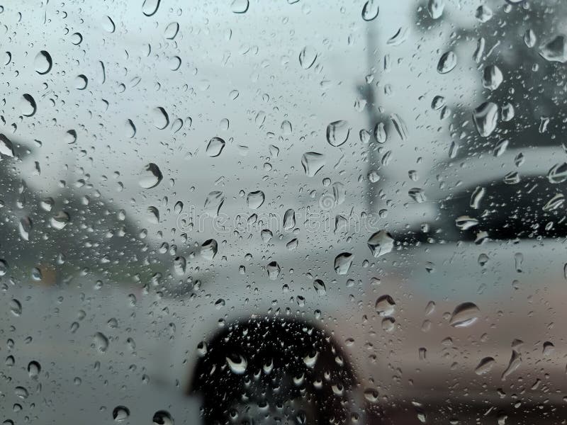 Raindrops on Car Windshield Pattern Texture Background. Stock Photo ...
