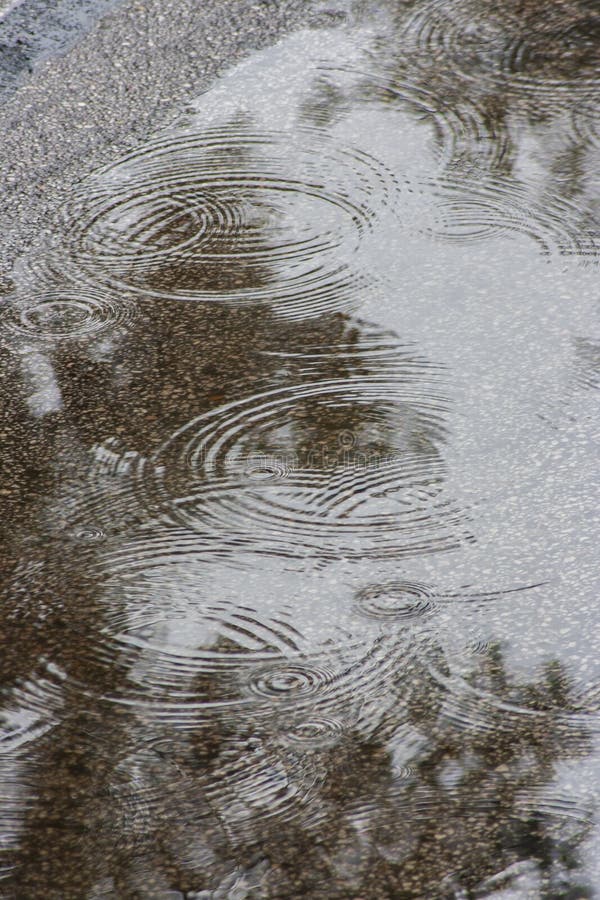 Raindrops Causing Ripples on a Puddle Stock Image - Image of weather ...
