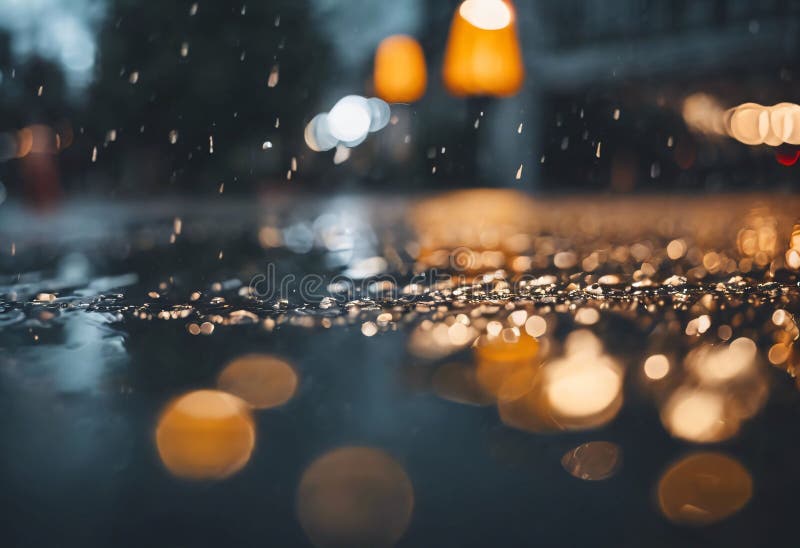 Raindrops with City Lights in the Background. Stock Illustration ...
