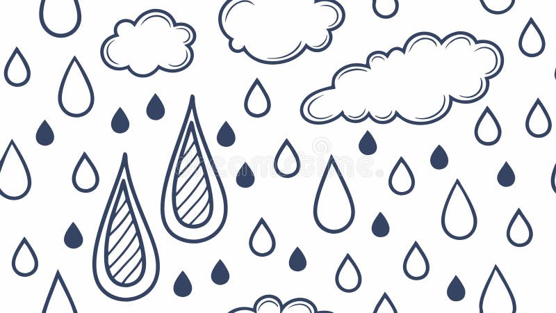 Raindrops Clouds, Weather Elements Pattern, Vector Design Generative AI ...