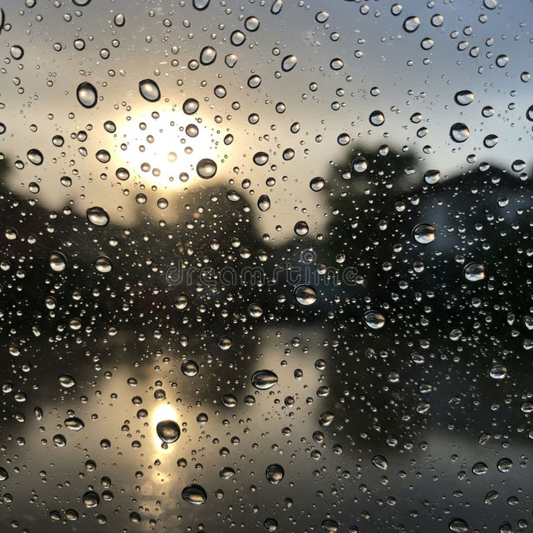 Raindrops Cover a Glass Surface, Creating a Textured, Transparent Layer ...