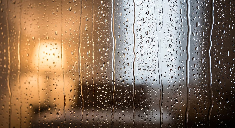 Raindrops Cover a Glass Window, Creating a Textured, Translucent Effect ...
