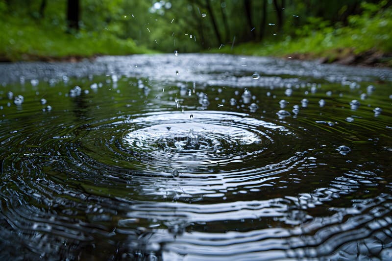 Raindrop Splash in Forest Puddle - Nature S Rainy Day Serenity ...
