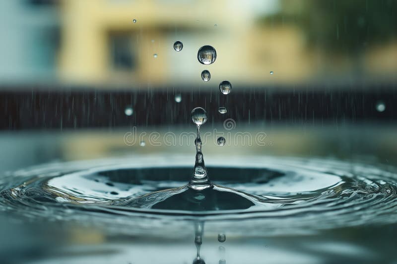 Raindrops Creating Ripples in a Serene Puddle during a Calm Afternoon ...