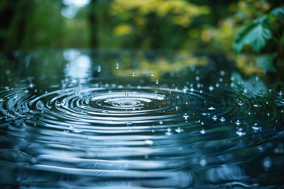 Raindrops Creating Ripples on the Surface of Water, Symbolizing Rain ...