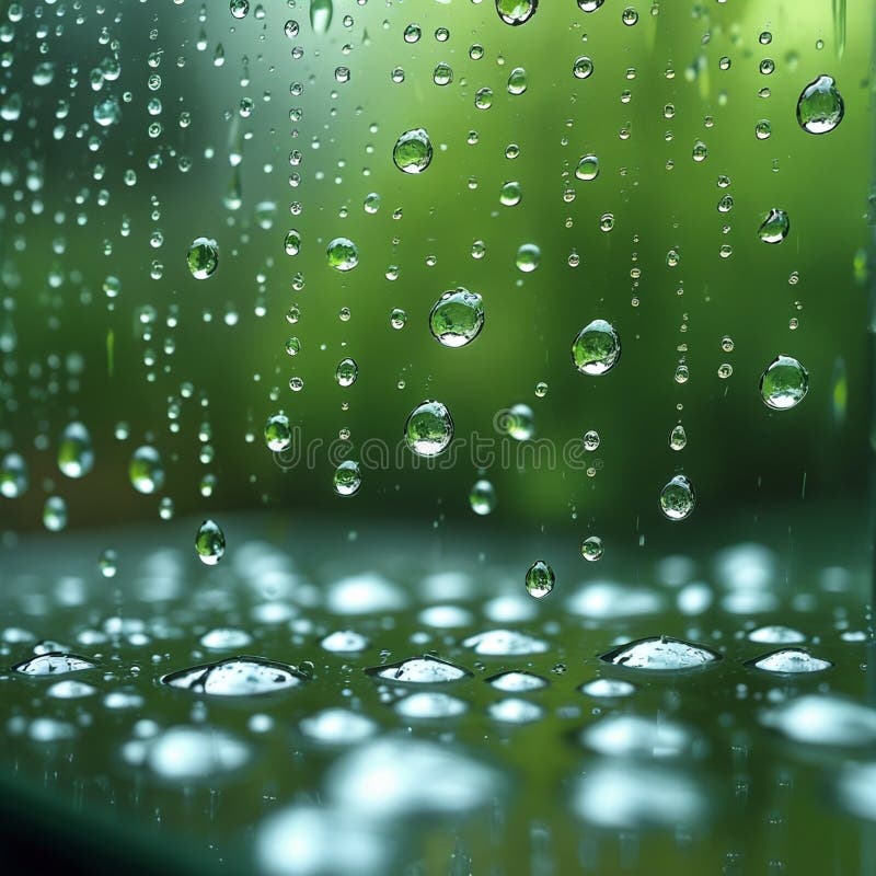 Raindrops Dancing on Glass, Nature Reflected in Every Drop Stock ...