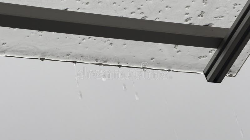 Raindrops from a Glass Canopy in Front of the House Stock Footage ...