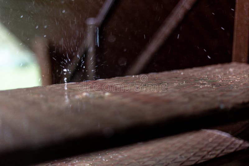 Raindrops Dripping on the Steps Stock Image - Image of rainy, concrete ...