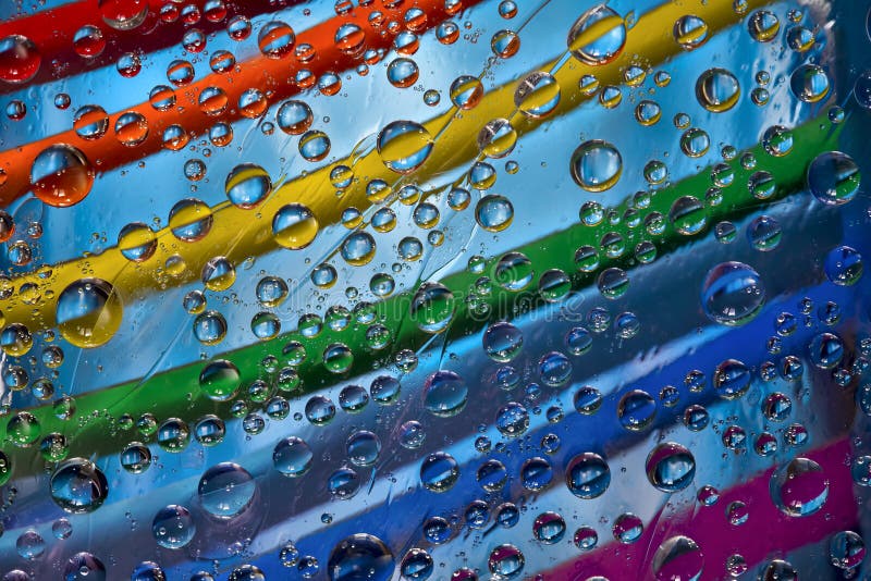 Raindrops Fall through an Open Window with Rainbow Jalousie. Stock ...