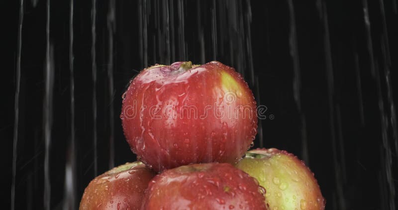 Raindrops Fall on a Pile of Apples. Fruit Pyramid Stock Video - Video ...