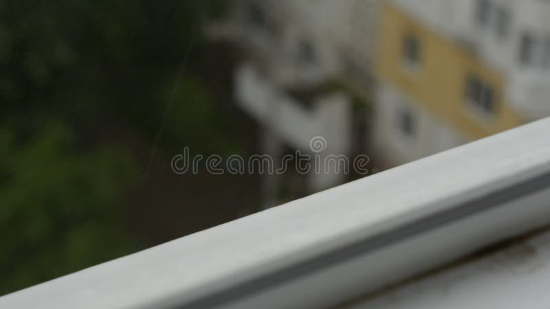 Raindrops Falling on the Pvc Window Frame Stock Video - Video of ...