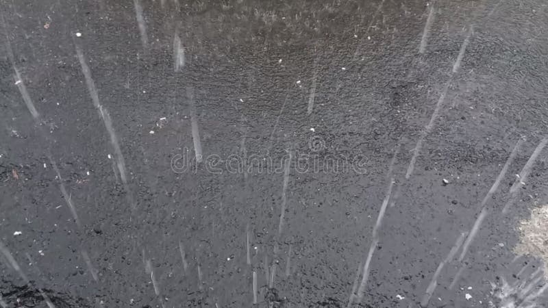 Raindrops Falling on the Ground Surface Stock Footage - Video of motion ...