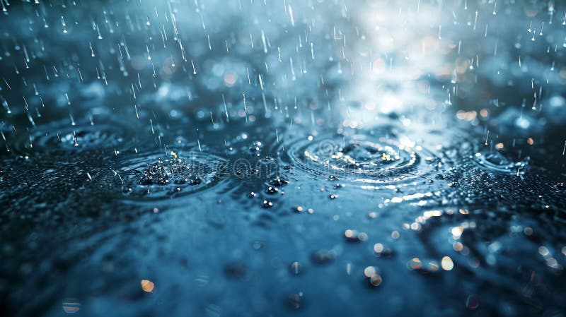 Raindrops Falling on a Tranquil Water Surface in a Serene Outdoor ...