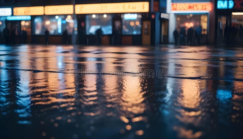 Raindrops Falling on a Wet Surface, Creating Splashes and Ripples in a ...