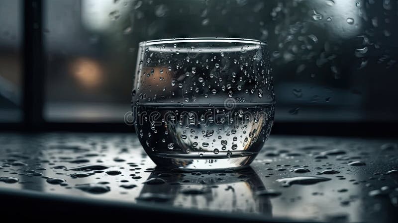 Raindrops on Glass with Dark Background for Moody Designs. Stock ...