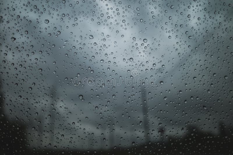 Raindrops on the Glass, on a Gray Background Stock Image - Image of ...