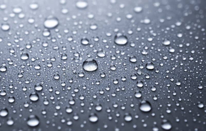 Raindrops on Grey Surface Close Up View, Highlighting Texture and Light ...