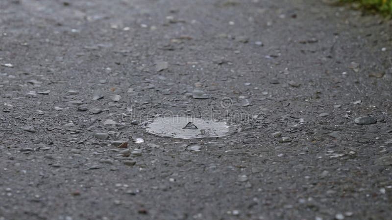 Raindrops Hitting Puddle, Close-up Stock Image - Image of raindrops ...