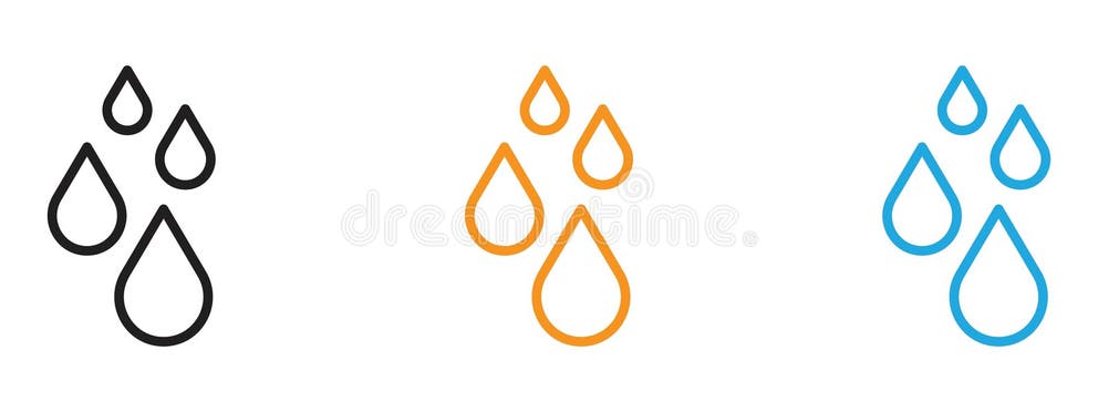 Raindrops Icon Thin Line Illustration Set Stock Vector - Illustration ...