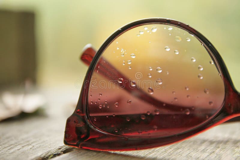 Raindrops on the Lens Sunglasses Stock Photo - Image of gray ...
