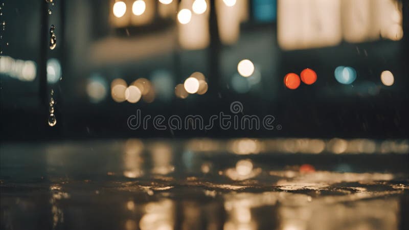 Raindrops on Pavement at Night Stock Footage - Video of falling, urban ...