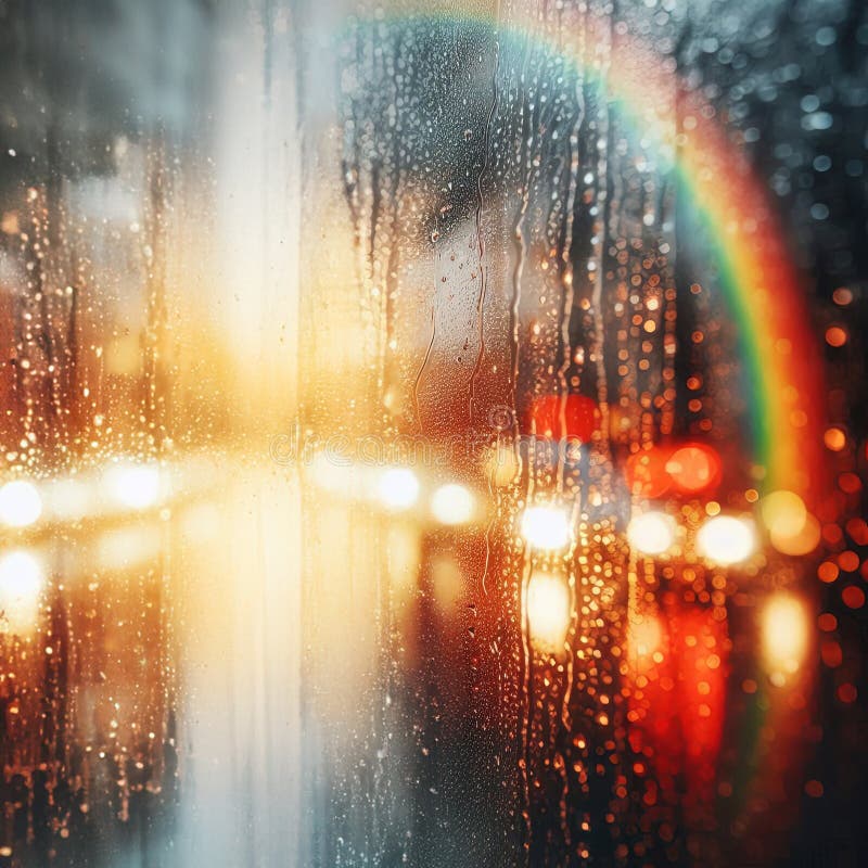 Raindrops Rainbow Glare Raindrop Window Stock Photos - Free & Royalty ...