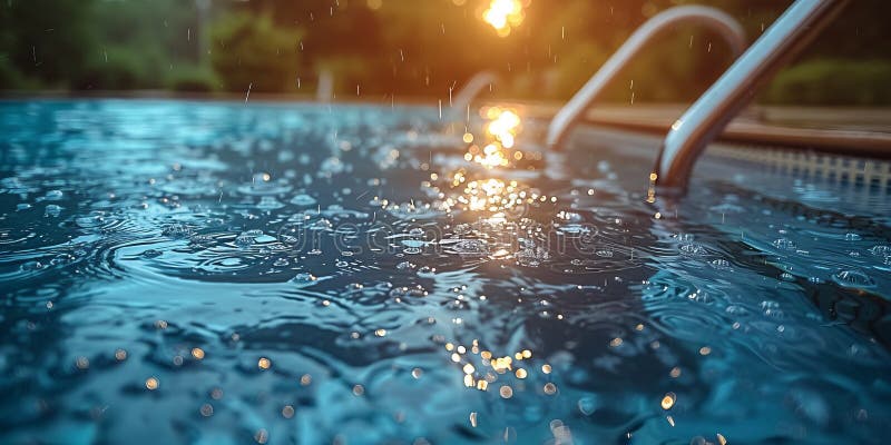 Raindrops Rippling on the Surface of a Swimming Pool with a Metallic ...