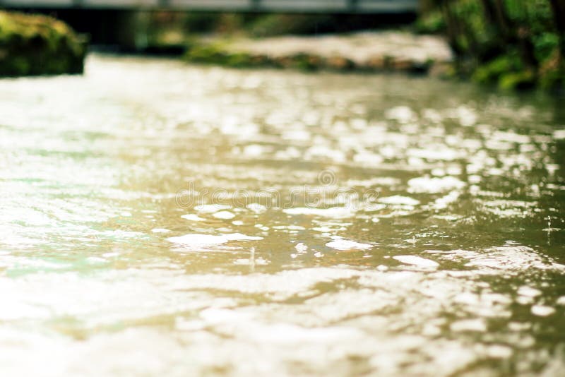 Raindrops on the river stock photo. Image of autumn - 114546708