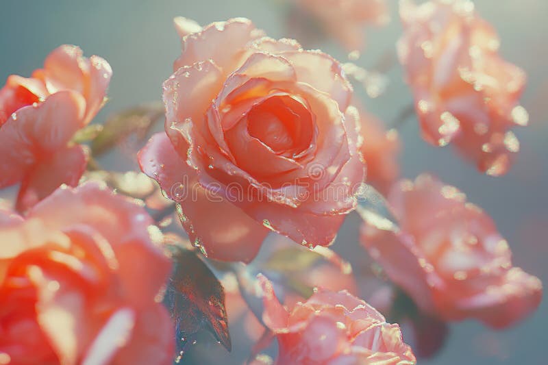 Raindrops on roses stock image. Image of morning, sparkling - 379025435