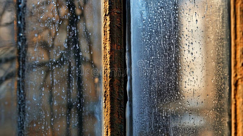 Raindrops are Scattered Across a Windowpane, Creating a Textured ...