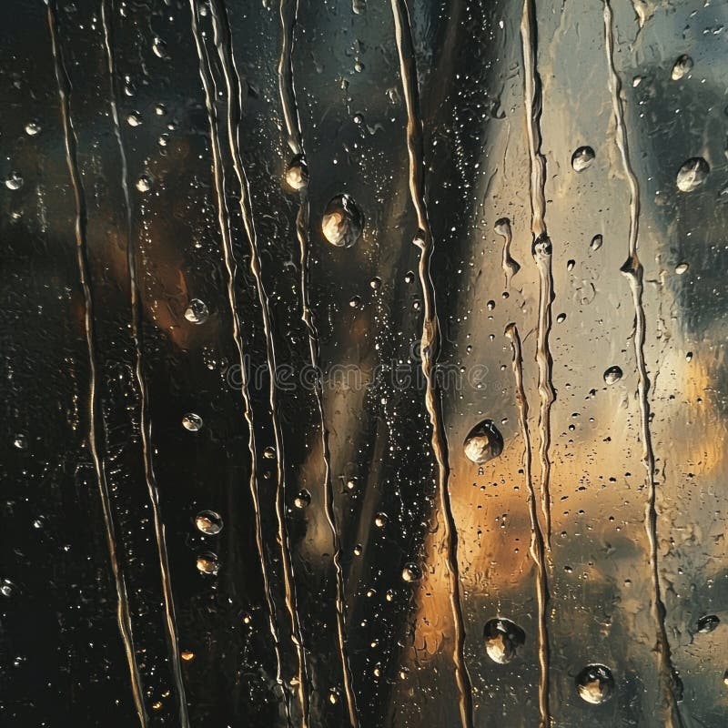 Raindrops Sliding Down a Window Pane Creating a Beautiful and Tranquil ...