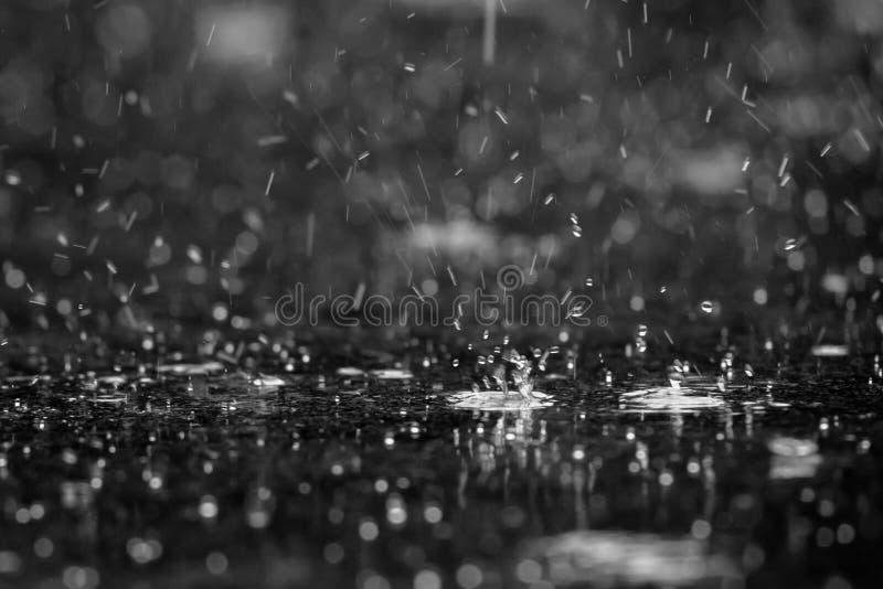 Raindrops Splashing Black and White. Stock Photo - Image of purity ...