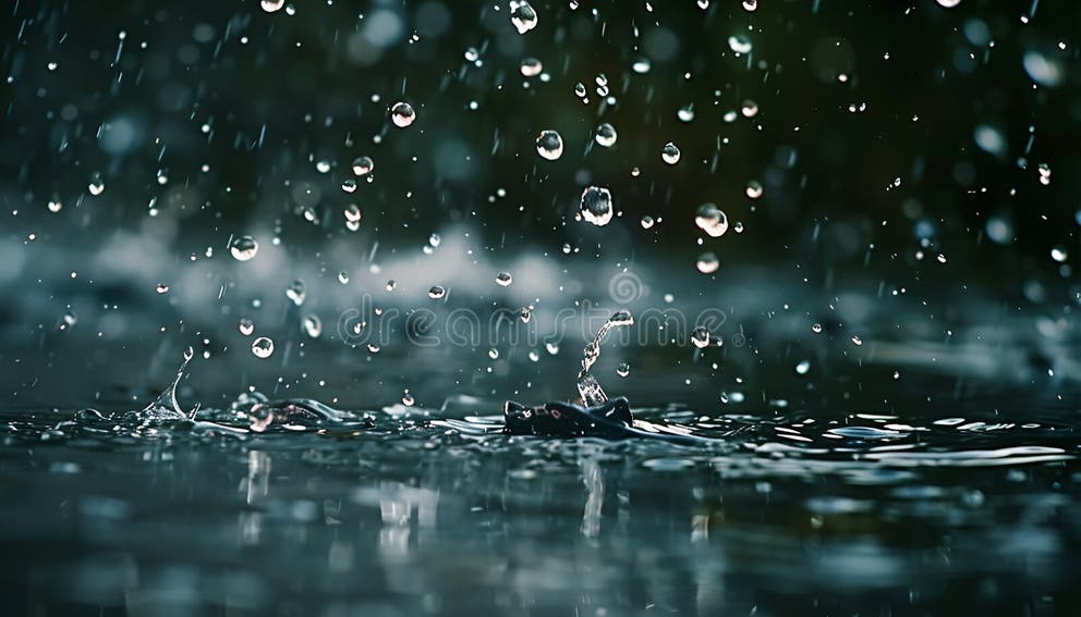 Raindrops Splashing on Water Surface Stock Photo - Image of nature ...