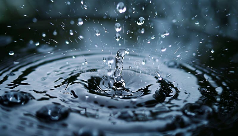 Raindrops Splashing on Water Surface Stock Photo - Image of beauty ...