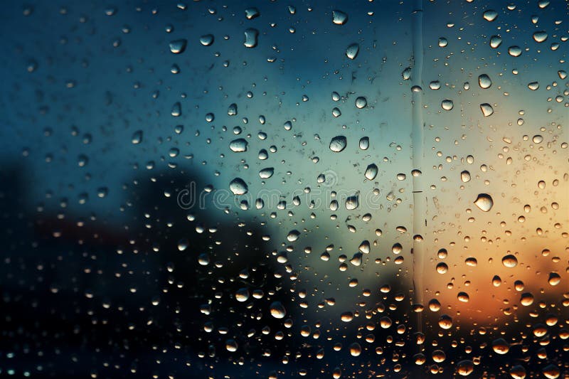 Raindrops on the Stack. Water Drops Dripping Down the Window Stock ...