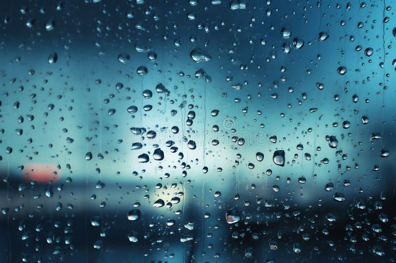 Raindrops on the Stack. Water Drops Dripping Down the Window Stock ...