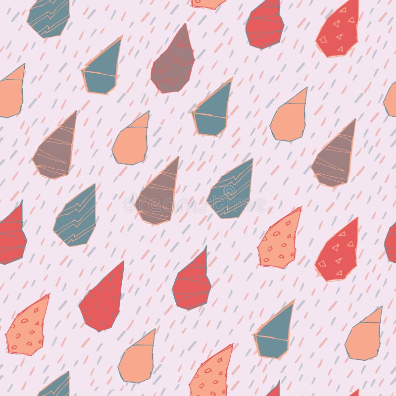 Raindrops Vector Seamless Pattern. Handdrawn. Stock Vector ...
