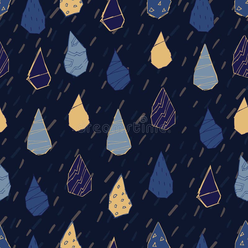 Raindrops Vector Seamless Pattern. Handdrawn. Stock Vector ...