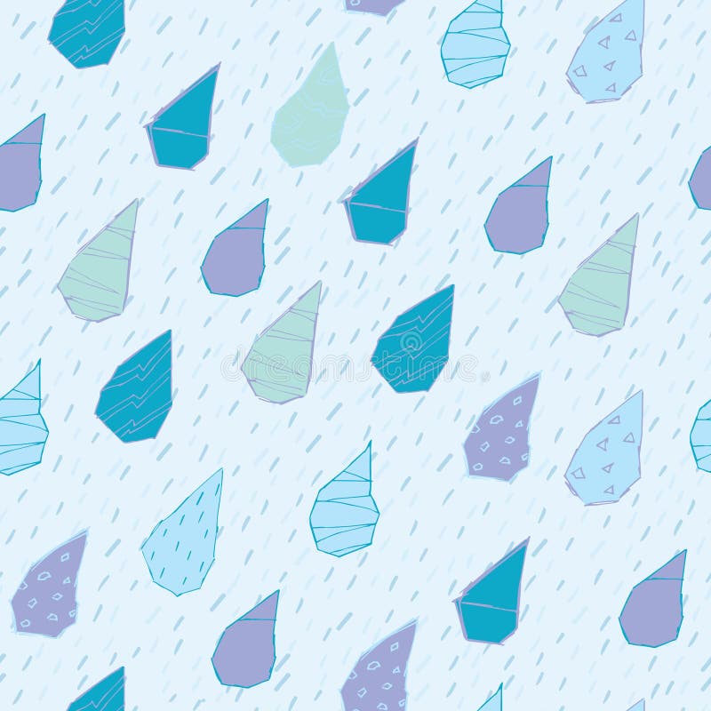 Raindrops Vector Seamless Pattern. Handdrawn. Stock Vector ...