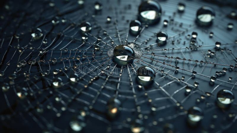 Raindrops on the Web Created with Generative AI Technology Stock ...