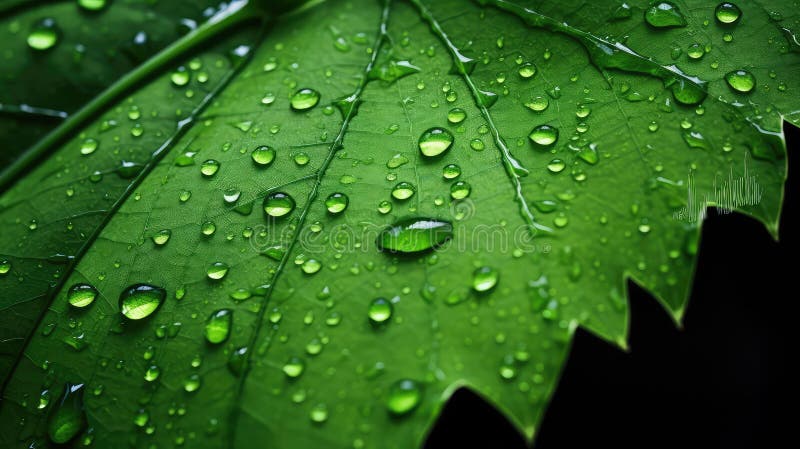 Raindrops wet leaf stock illustration. Illustration of moisture - 372370085