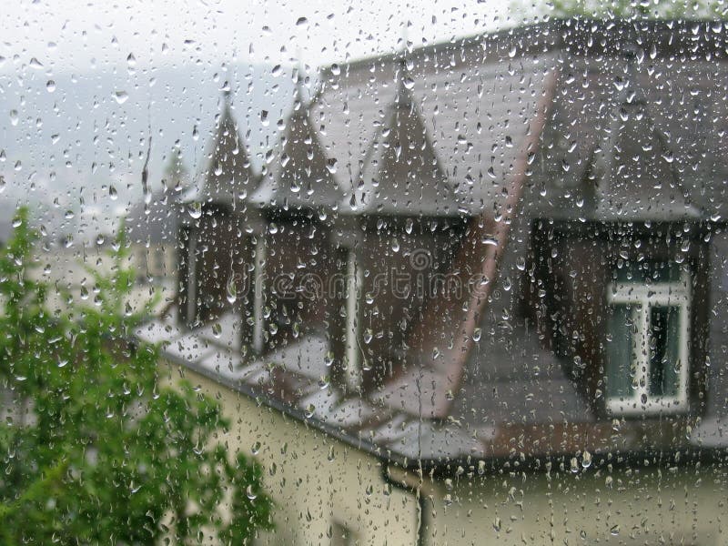 The heavy rain on the roof stock photo. Image of detail - 44096572