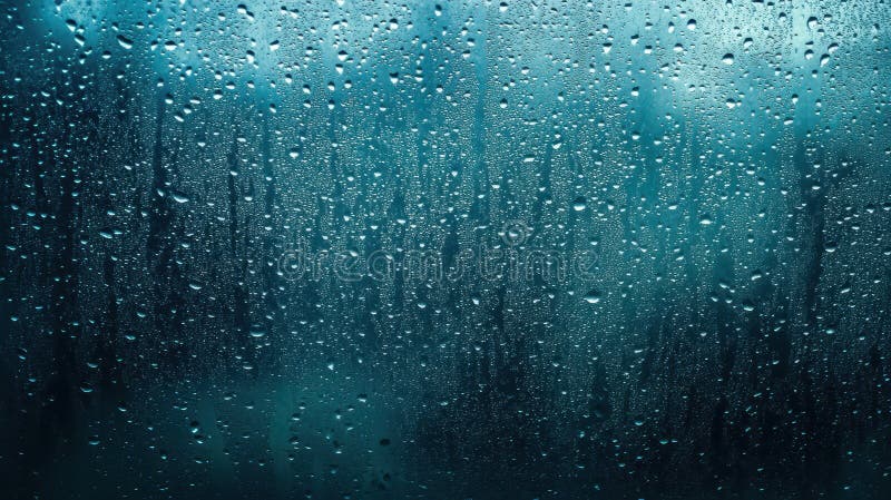 Raindrops on a Window: an Abstract Study of Water Droplets on a Teal ...