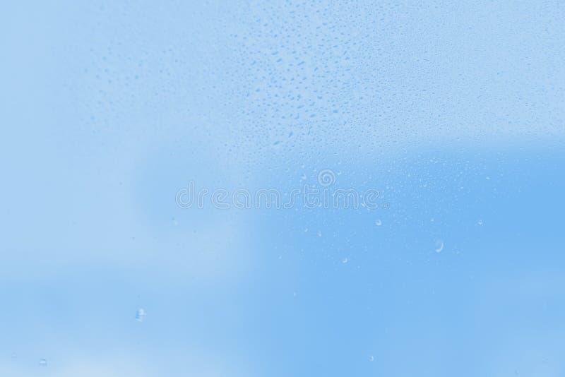 Raindrops on Window Glass. Blue Gradient Background Stock Photo - Image ...