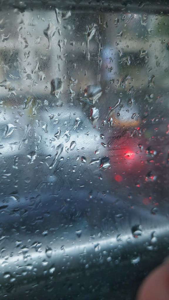 Raindrops on Window Moving Vehicle Traffic Stock Photo - Image of ...