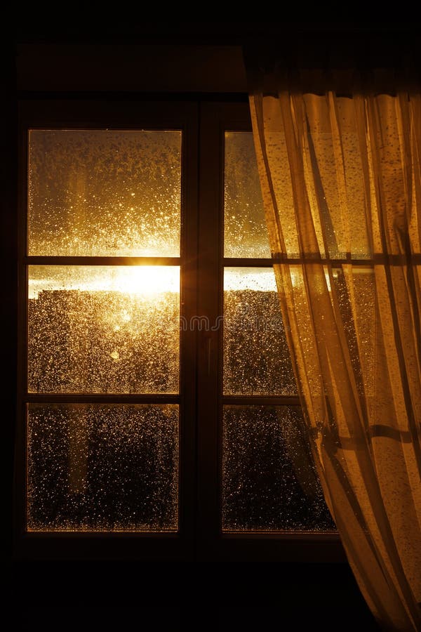 Raindrops on window pane stock image. Image of rain - 205466047
