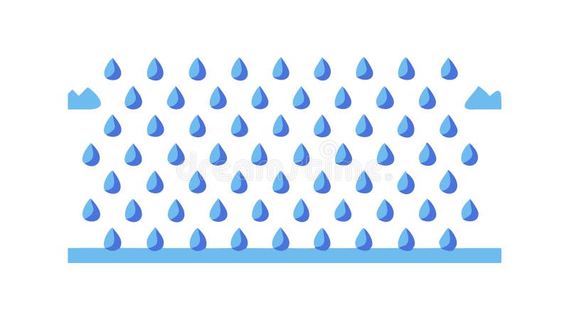 Rainfall Illustration on Blue Background, Raindrops Falling Down ...