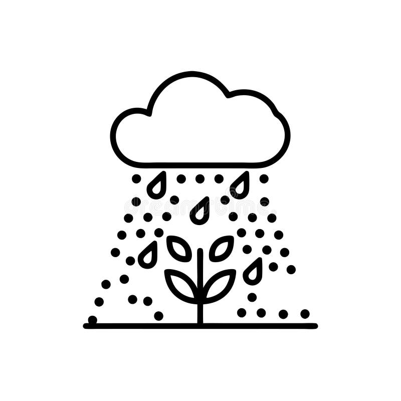 Rainfall Nurturing Plant Line Art Vector for Eco-Friendly Design ...