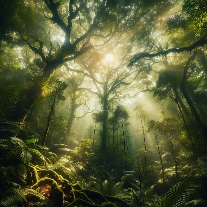 Rainforest Canopy the Dense Canopy of a Rainforest with Sunlight Stock ...